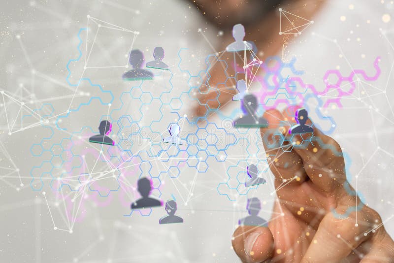 3D Rendered Neural Network Hovering in Man S Hand Stock Illustration ...