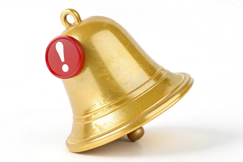 3D Rendered Notification Bell with a Red Exclamation Point ...