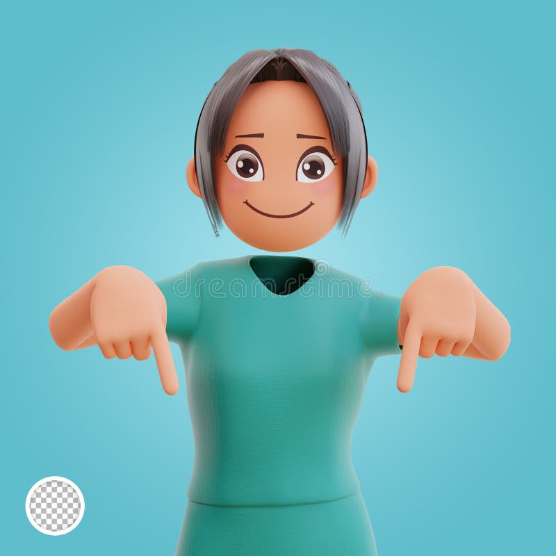 3d Rendered Nurse Pointing Down Stock Image - Illustration of cartoon ...