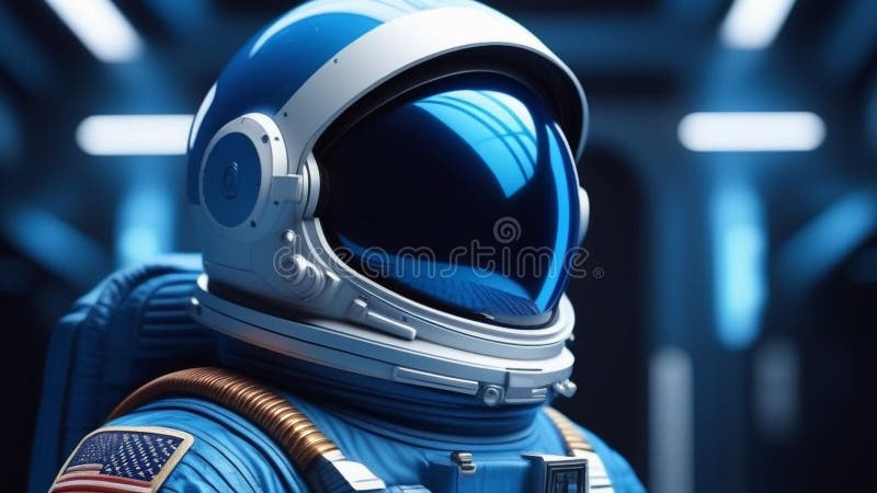 Rendered Object Illustration of an Abstract Blue Astronaut Stock ...