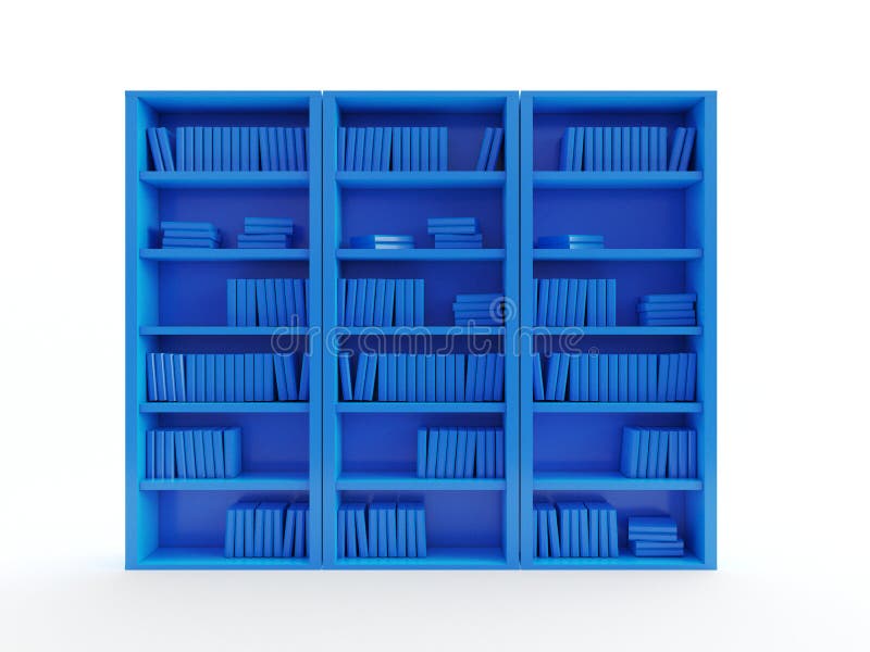 An Abstract Blue Book Shelf Stock Illustration - Illustration of render ...