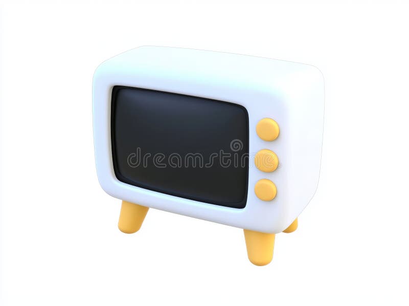 This is a 3D Rendered Object Illustration of an Abstract White Old TV ...