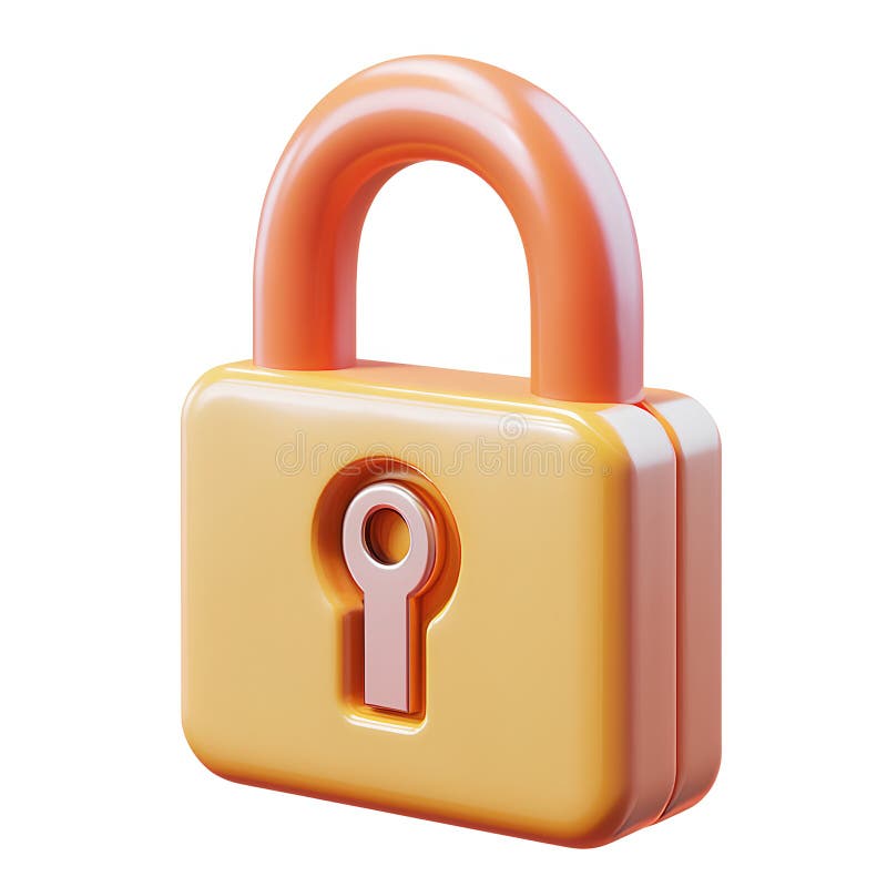 3D Rendered Orange and Yellow Padlock on White Background Stock ...