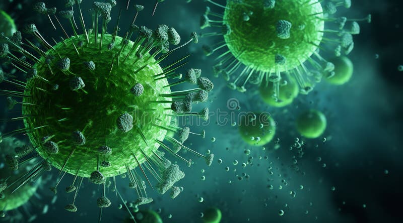 3D Rendered Pathogen in Green Microenvironment Stock Illustration ...