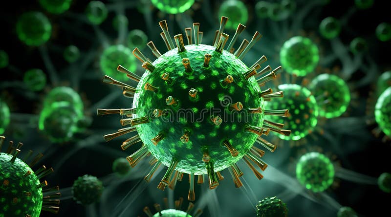 3D Rendered Pathogen in Green Microenvironment Stock Illustration ...
