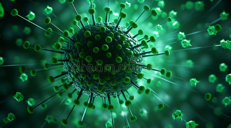 3D Rendered Pathogen in Green Microenvironment Stock Illustration ...
