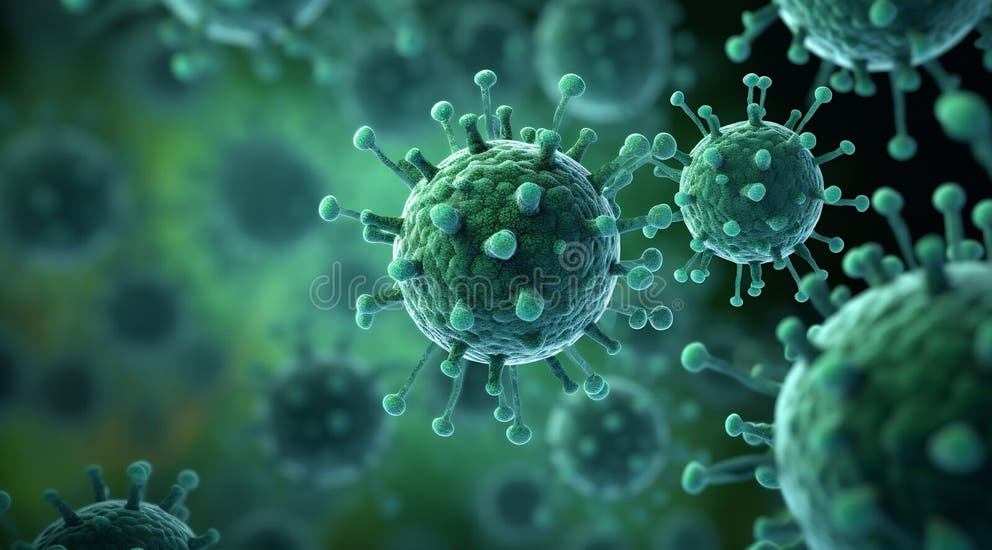 3D Rendered Pathogen in Green Microenvironment Stock Illustration ...