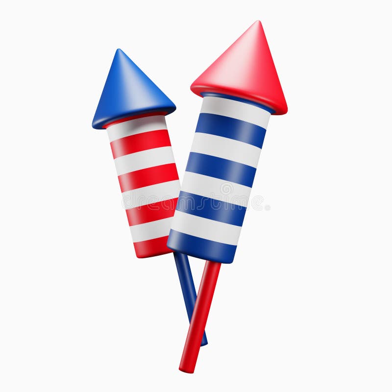 3D Rendered Patriotic Rocket Fireworks Stock Illustration ...