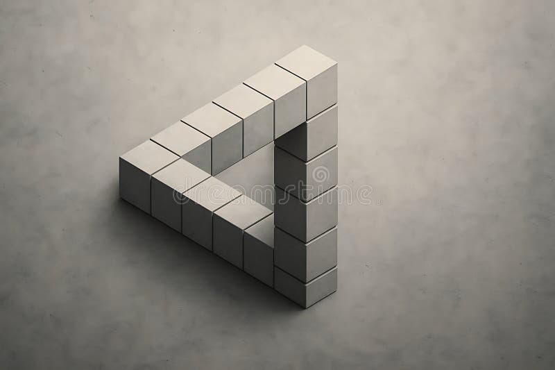 A 3d Rendered Penrose Triangle Illusion Constructed from Textured ...