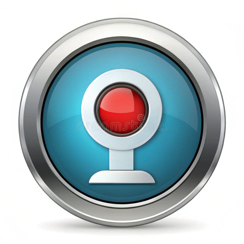 3D Rendered Periscope Icon in Blue Circular Button with Silver Border ...