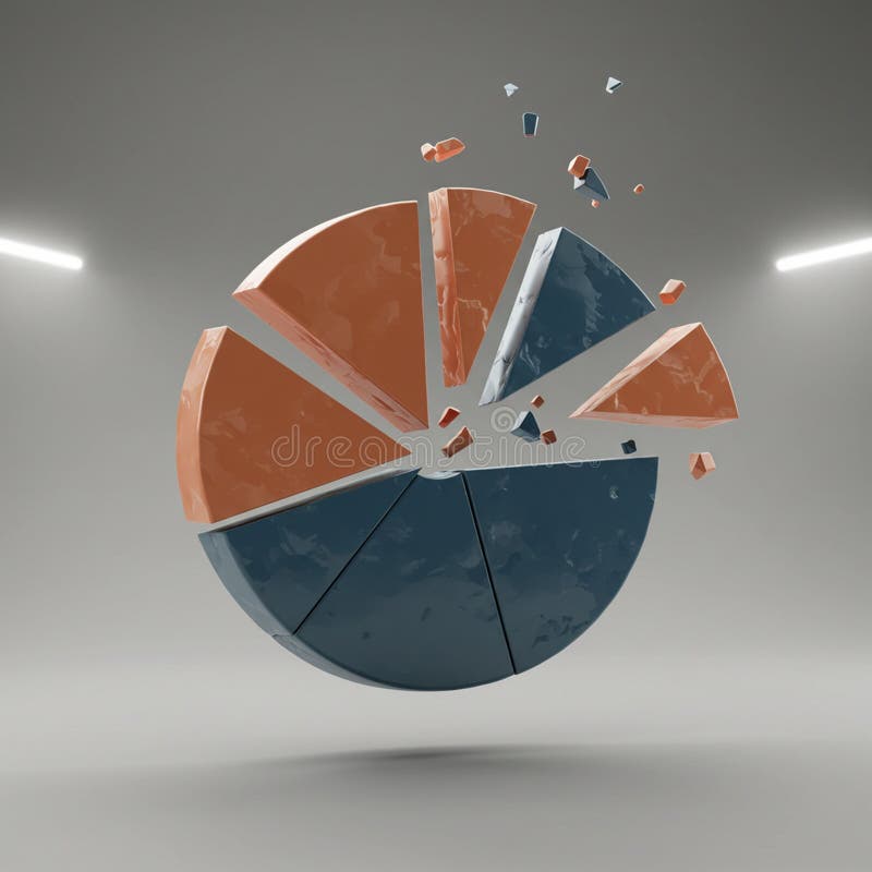 A 3D-rendered Pie Chart, Segmented into Various Sections, is Suspended in Mid-air. it Stock ...