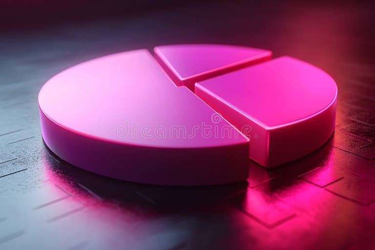 3D Pink Pie Chart on Reflective Surface - Business Analytics and Data ...