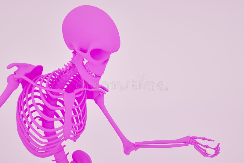 3D Rendered Pink Skeleton Holding Pills Stock Illustration ...