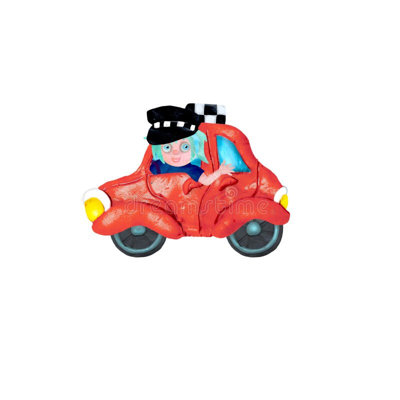 3D Rendered Plasticine Taxi Boy Driver Isolated on White Background ...