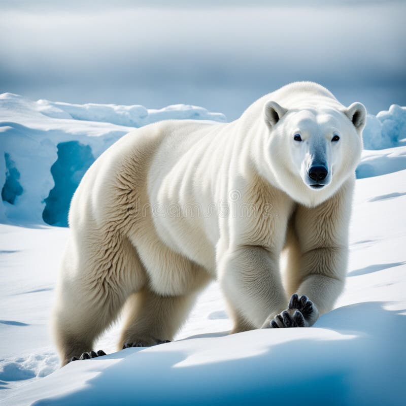 3d Rendered Polar Bear in Snow Illustration Generative Ai Stock ...