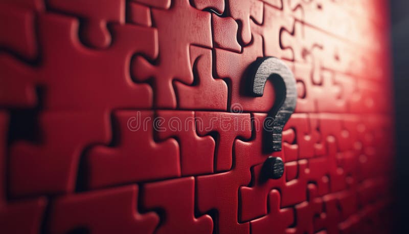 3d Rendered Puzzle Wall with Question Mark on Final Piece Stock ...