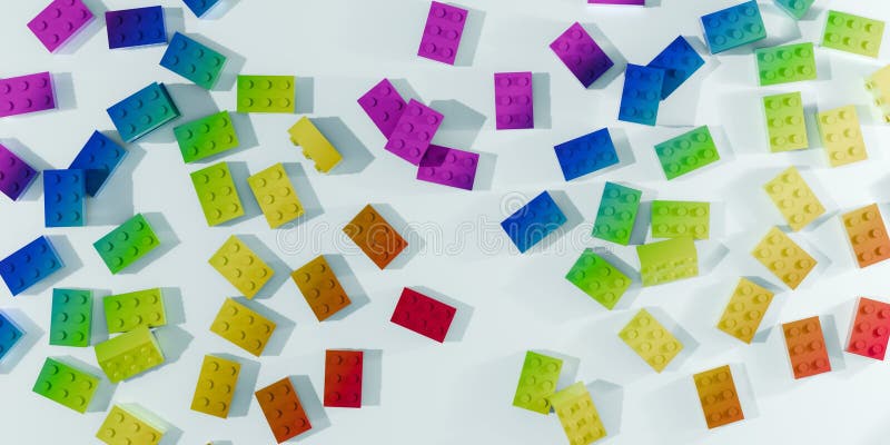 3d Rendered Rainbow Colored Building Blocks Scattered on White Surface ...