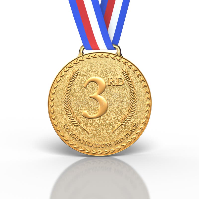 3D Rendered 3rd Place Bronze Medal Stock Illustration - Illustration of ...