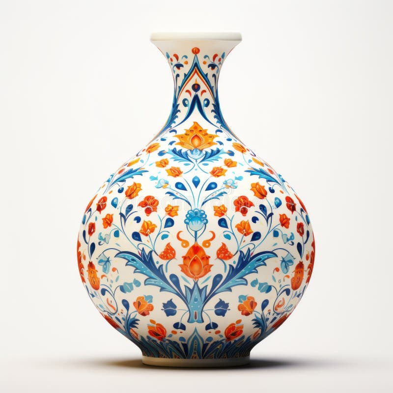 Realistic Hyper-detailed Vase with Blue and Orange Colors Stock ...