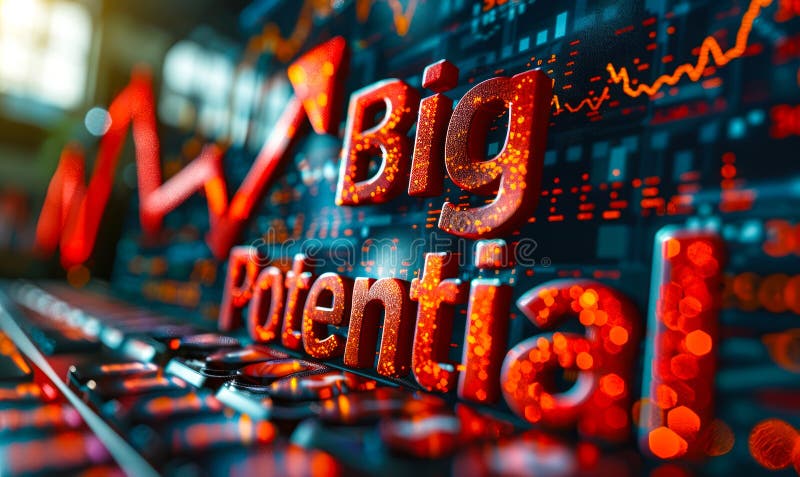 3D Rendered Red Arrow Ascending Over Big Potential Text Signifying ...