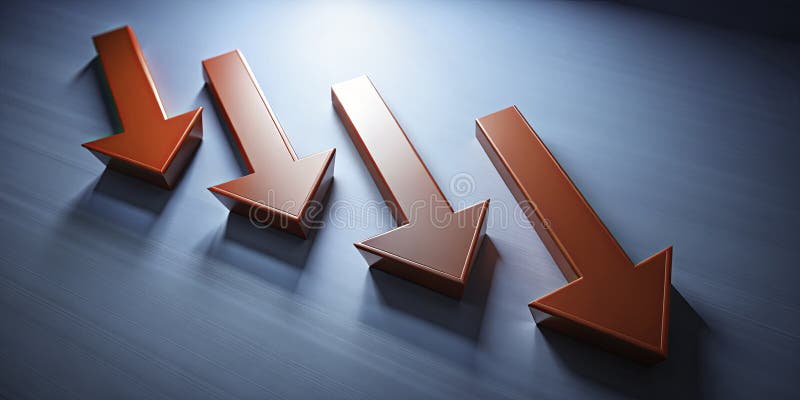3D Rendered Red Arrow Graph Visualizing a Downward Trend in Financial ...