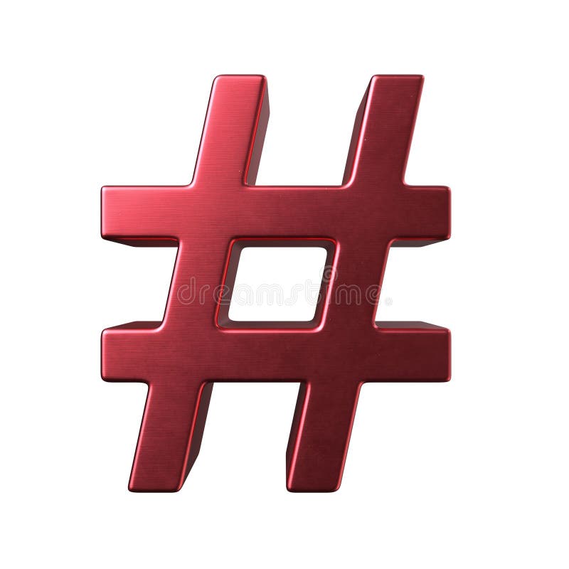 3D Rendered Red Metallic Sharp Symbol Isolated on the White Background ...