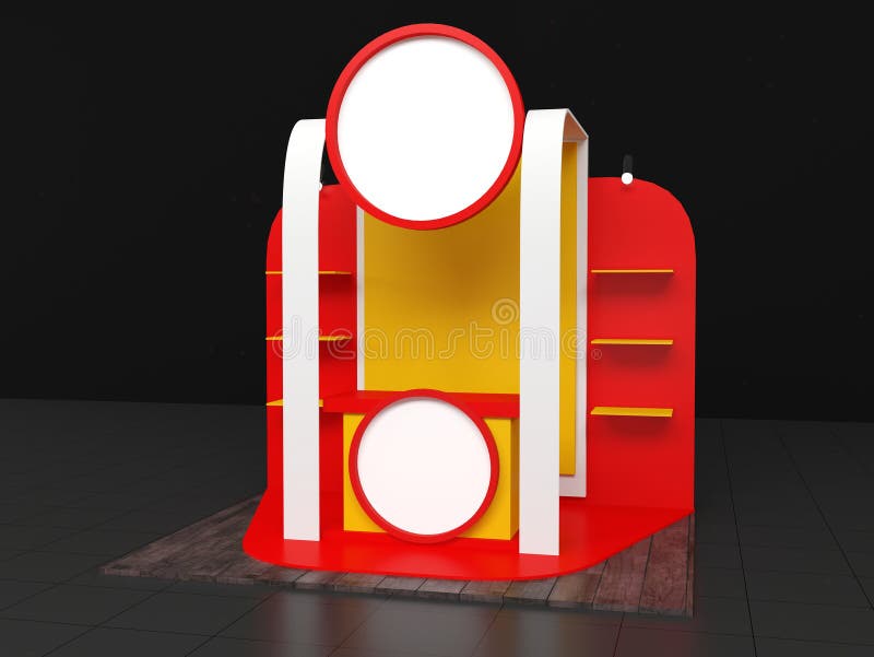 3d Rendered Red and Yellow Booth for Customizing Stock Illustration ...