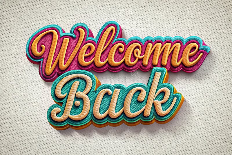 3D Rendered Retro Puff Embroidery Patch Featuring Welcome Back Isolated ...