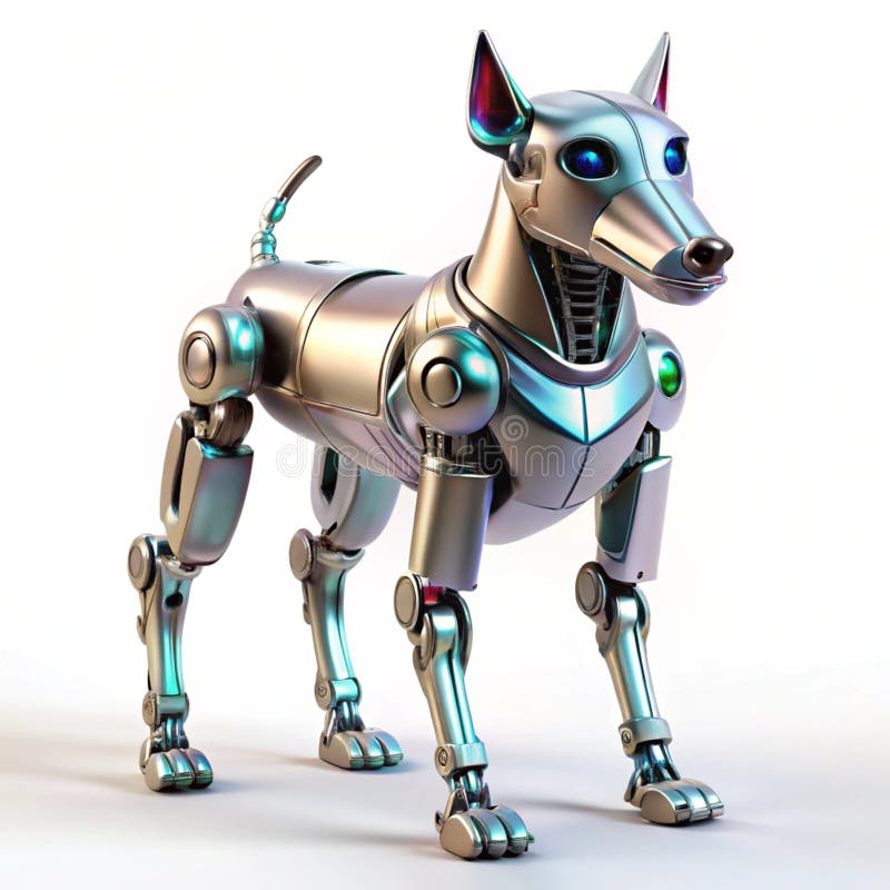 3D Rendered Robot Dog with Holographic Features Stock Illustration ...