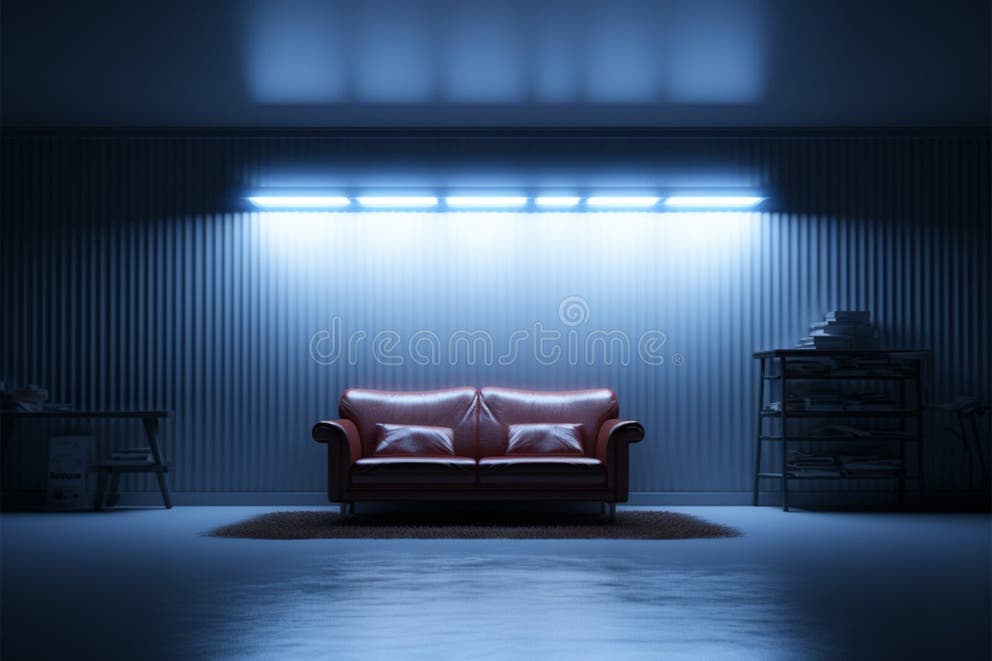 A 3D Rendered Room Glows with Top Light, Void of Objects Stock ...