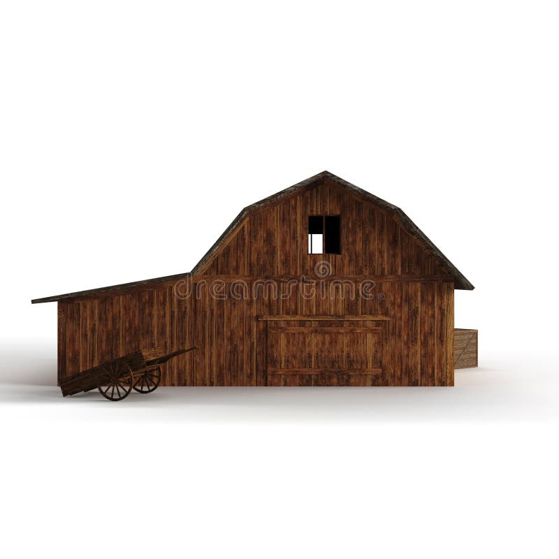 3D Rendered Scale Model of an Old Barn Stock Illustration ...