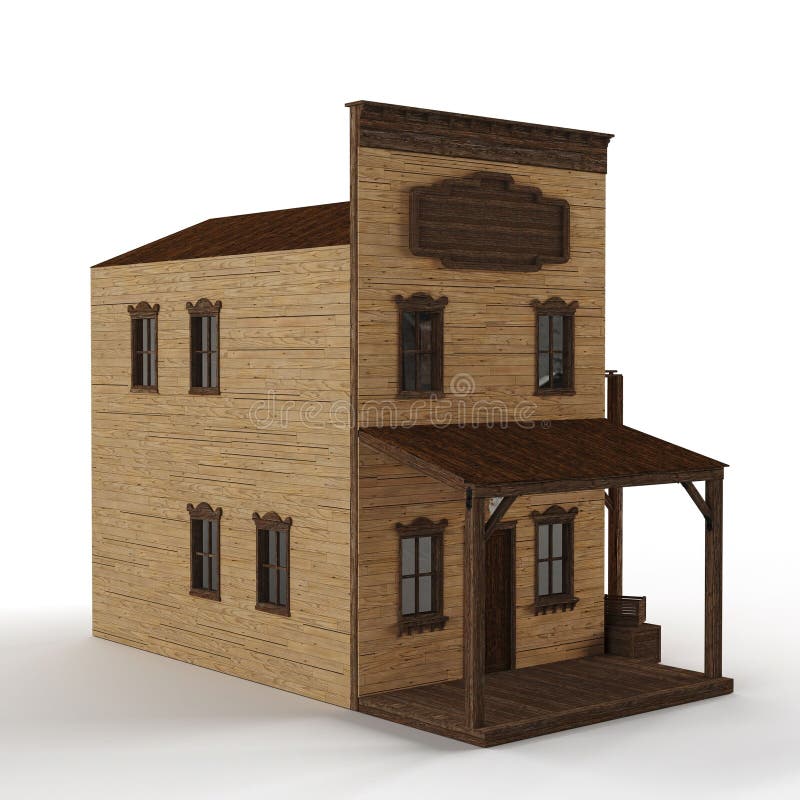 3D Rendered Scale Model of a Rustic Wild West Style Two Story Building ...