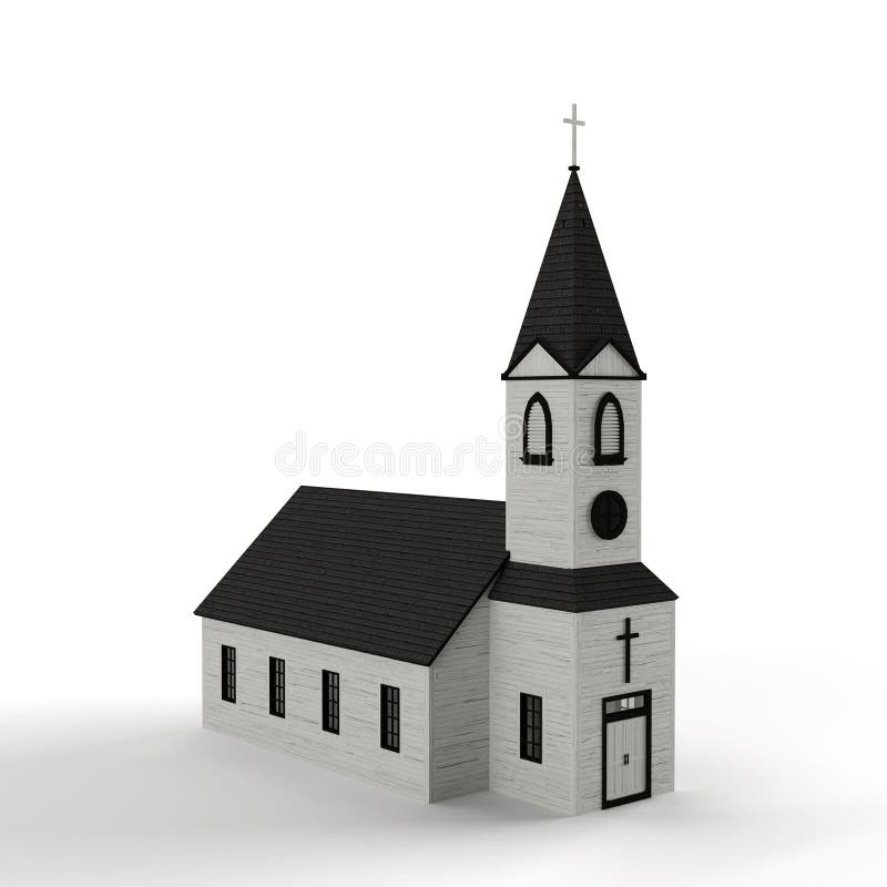 3D-rendered Scale Model of a Traditional White Church Stock ...