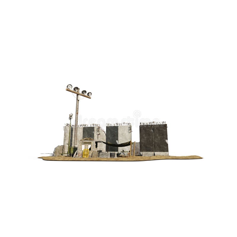 3D Rendered Scale Model of a War Zone Border with Barbed Wire Stock ...