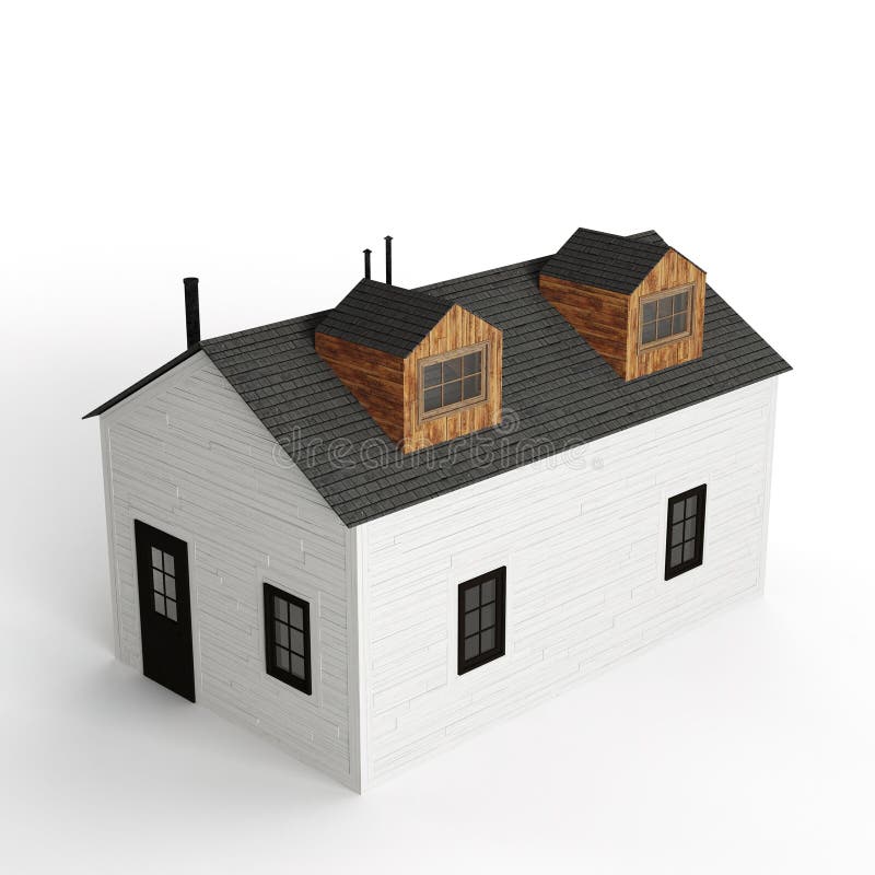 3D Rendered Scale Model of a White, Simple House Stock Illustration ...