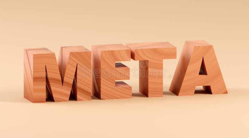 3d Rendered Sign Meta on Light Podium Made by Wood, Soft Light, Smooth ...