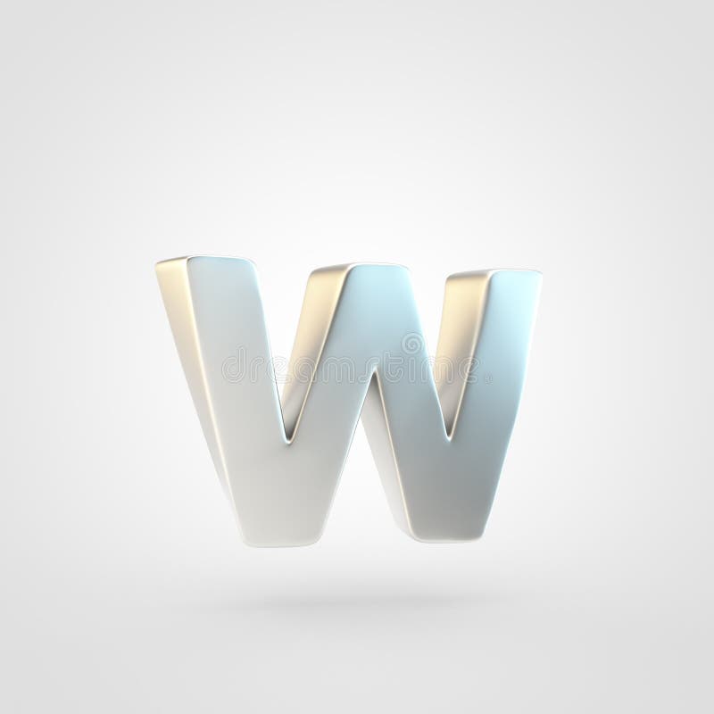 3D Rendered Silver Letter W Lowercase on White Background. Stock ...