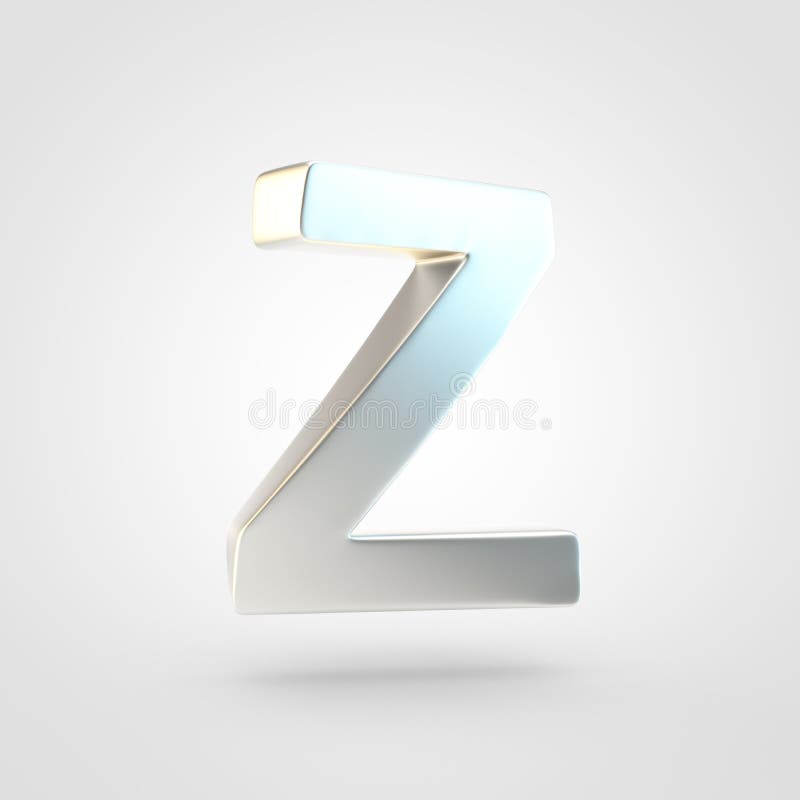 3D Rendered Silver Letter Z Uppercase on White Background. Stock ...