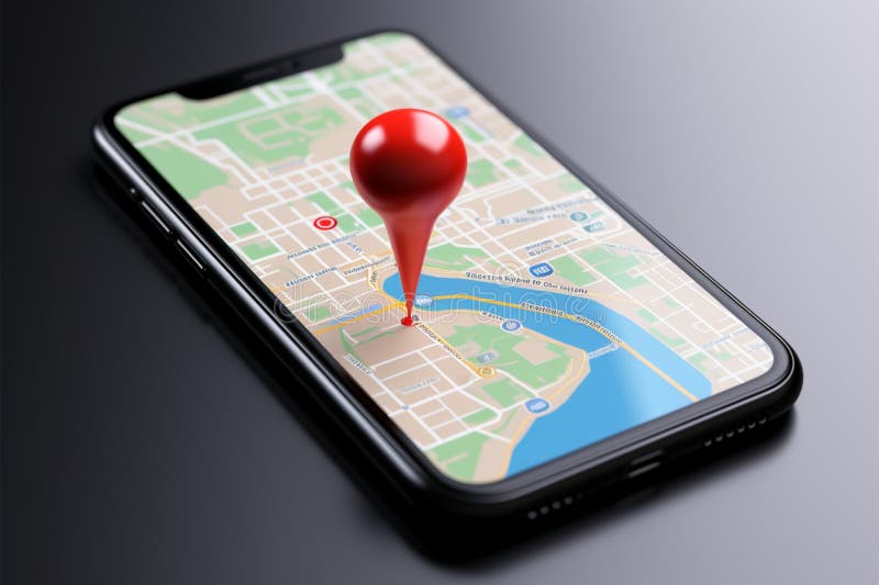 3D Rendered Smartphone Screen Template Featuring a Bold Red GPS Pin ...