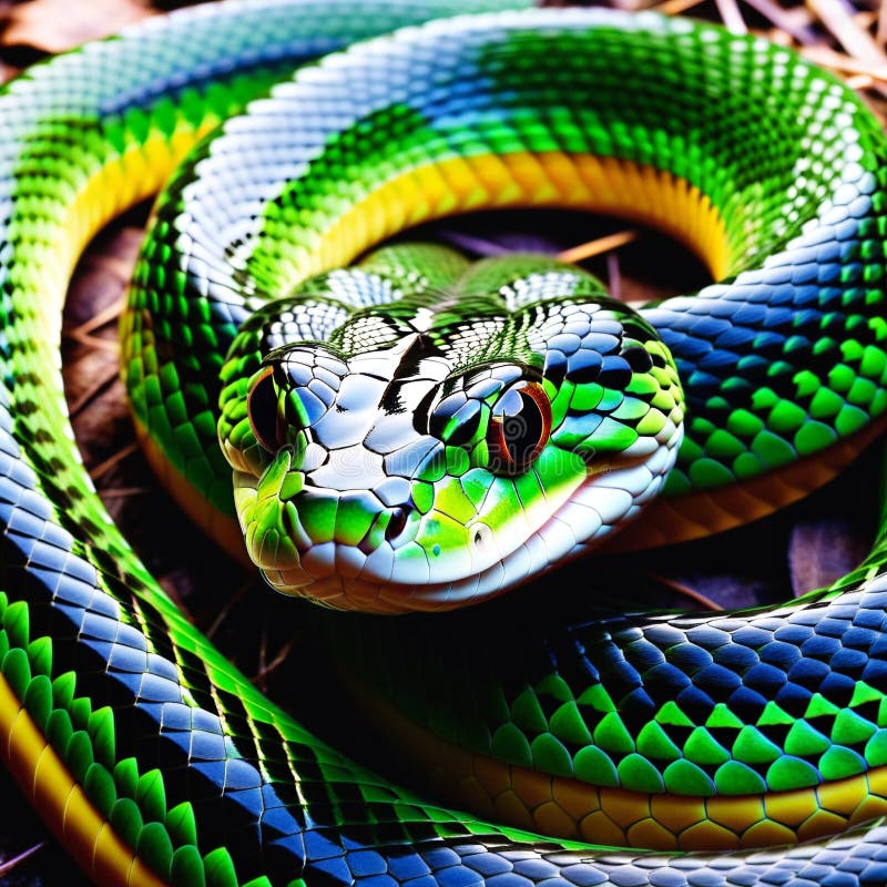 3D Rendered Snake Illustration in Woods Generative Ai Stock ...
