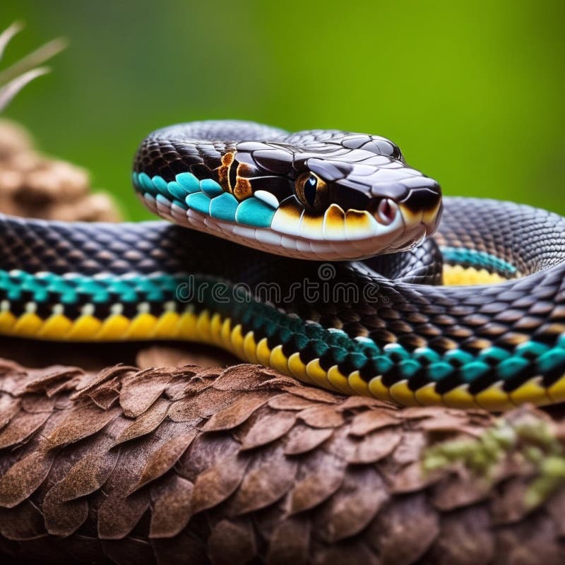3D Rendered Snake Illustration in Woods Generative Ai Stock ...