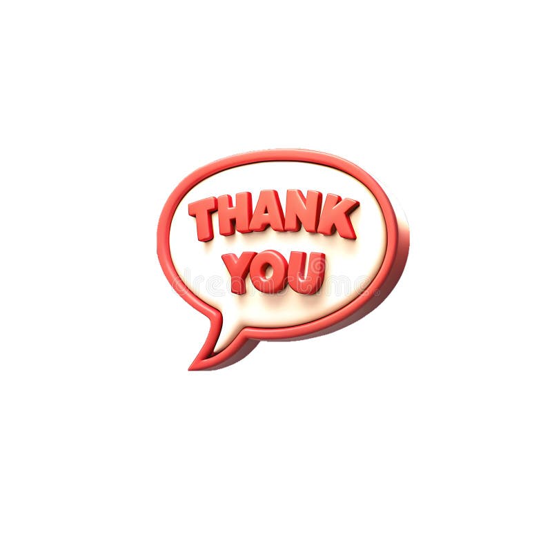 3D Rendered Speech Bubble with Red Thank You Text on Transparent ...