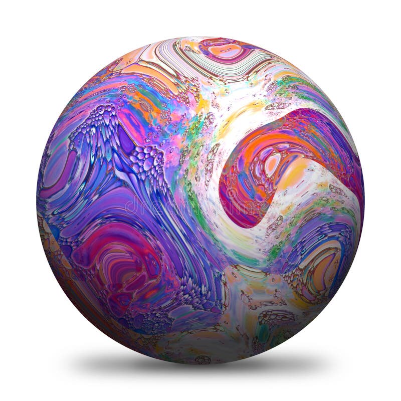 3D Rendered Sphere with Multicolored Paintings and Drop Shadow Stock ...