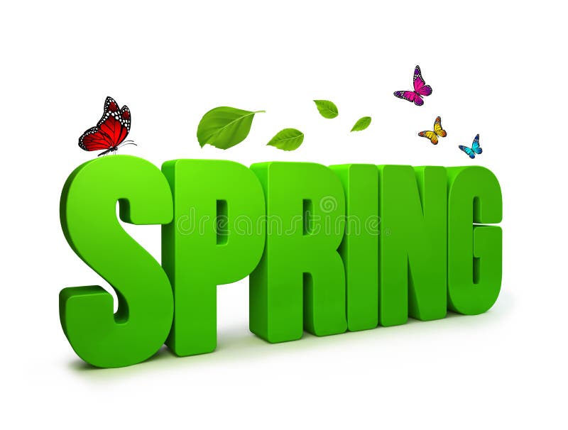 Spring Word Paper Cut with Flowers, Leaves & Butterflies Stock Vector ...