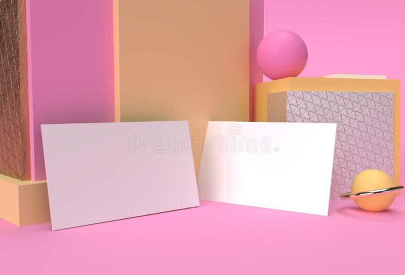 3d Rendered Stack Business Cards Mockup Design Stock Illustration ...