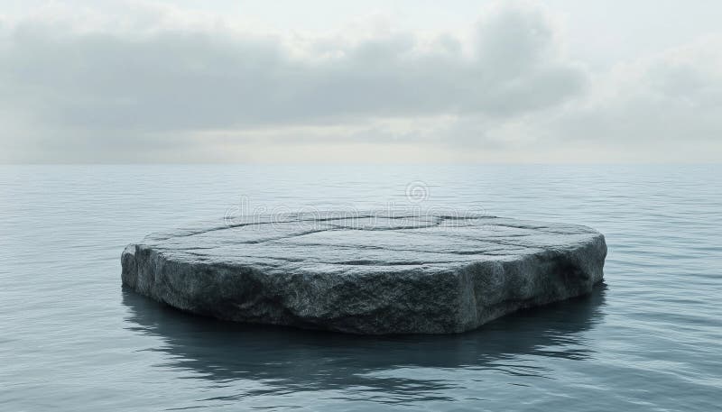 3d Rendered Stage with Rough Stone Texture and Water Surface for Visual ...