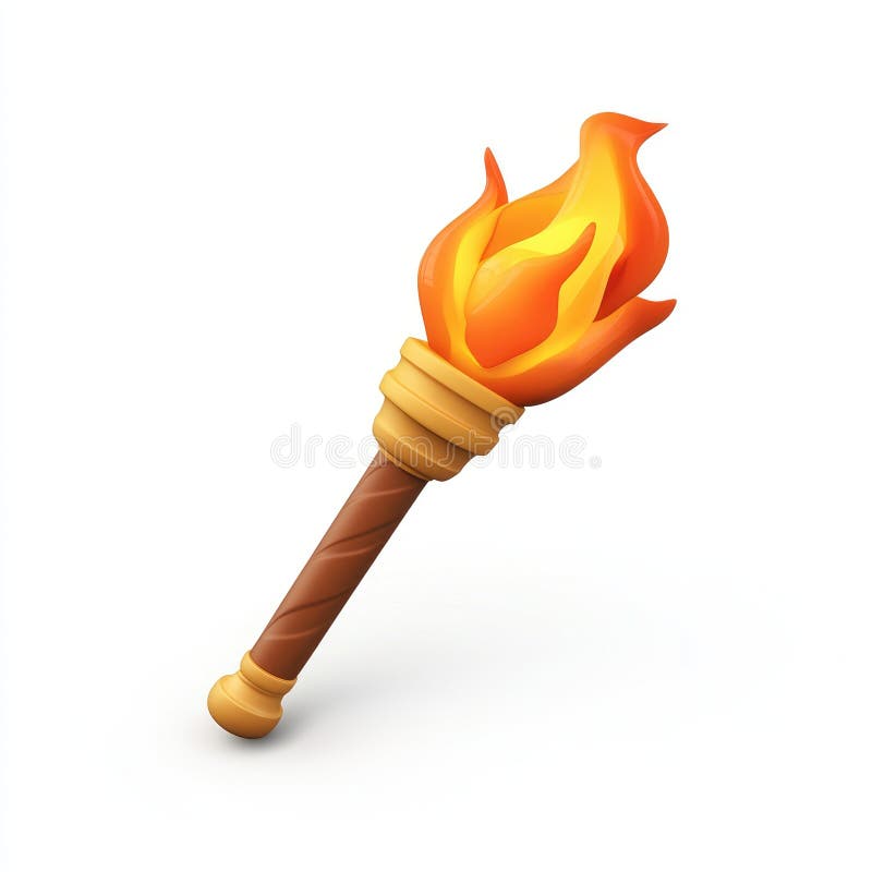 Burning Torch, Game Icon, 3D Render Stock Illustration - Illustration ...