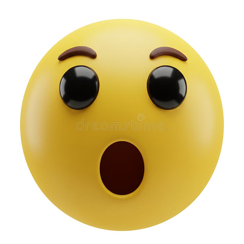 3d Rendered Surprised Emoticon Isolated on White Background Stock ...