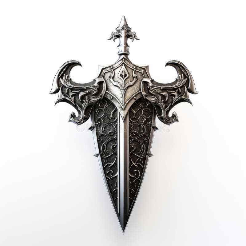 Fantasy Gothic Shield Sword with Ornate Design - 3d Artgerm Style Stock ...