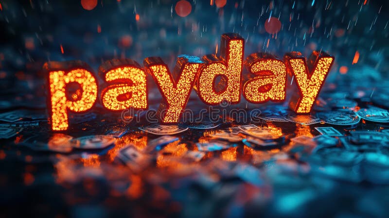 Payday 3D Rendered Text with Money Stock Illustration - Illustration of ...